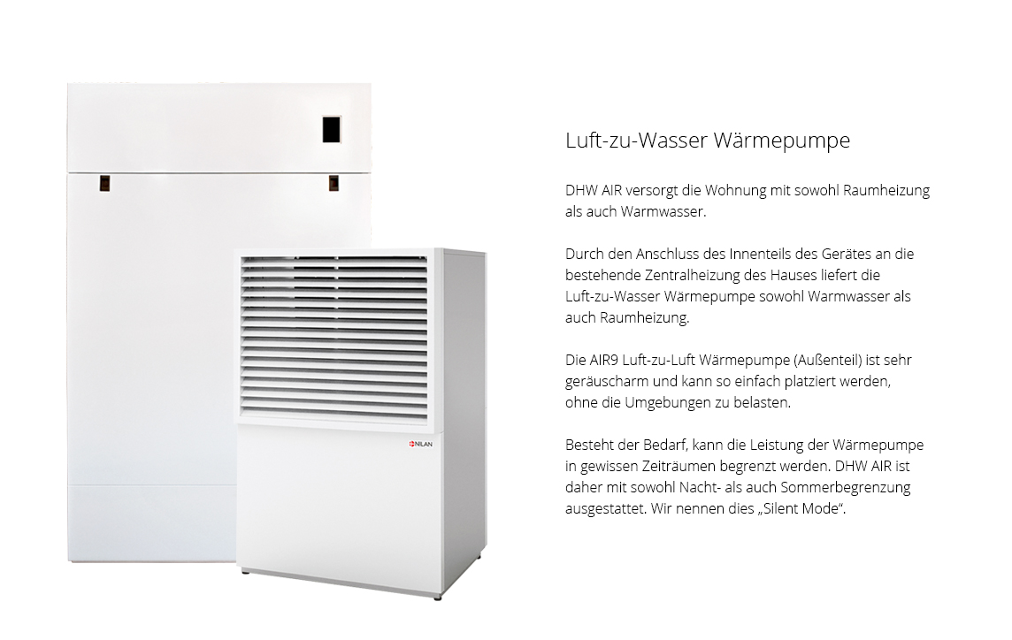 DHW AIR - Warmwasser sowie Raumheizung